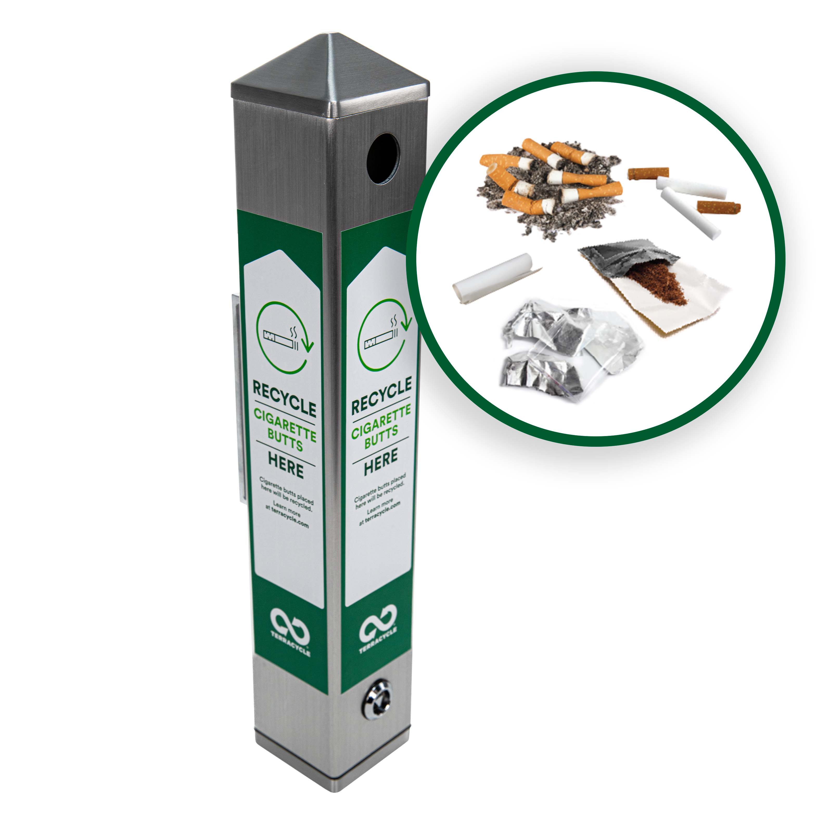 Cigarette receptacle: recycle cigarettes with TerraCycle